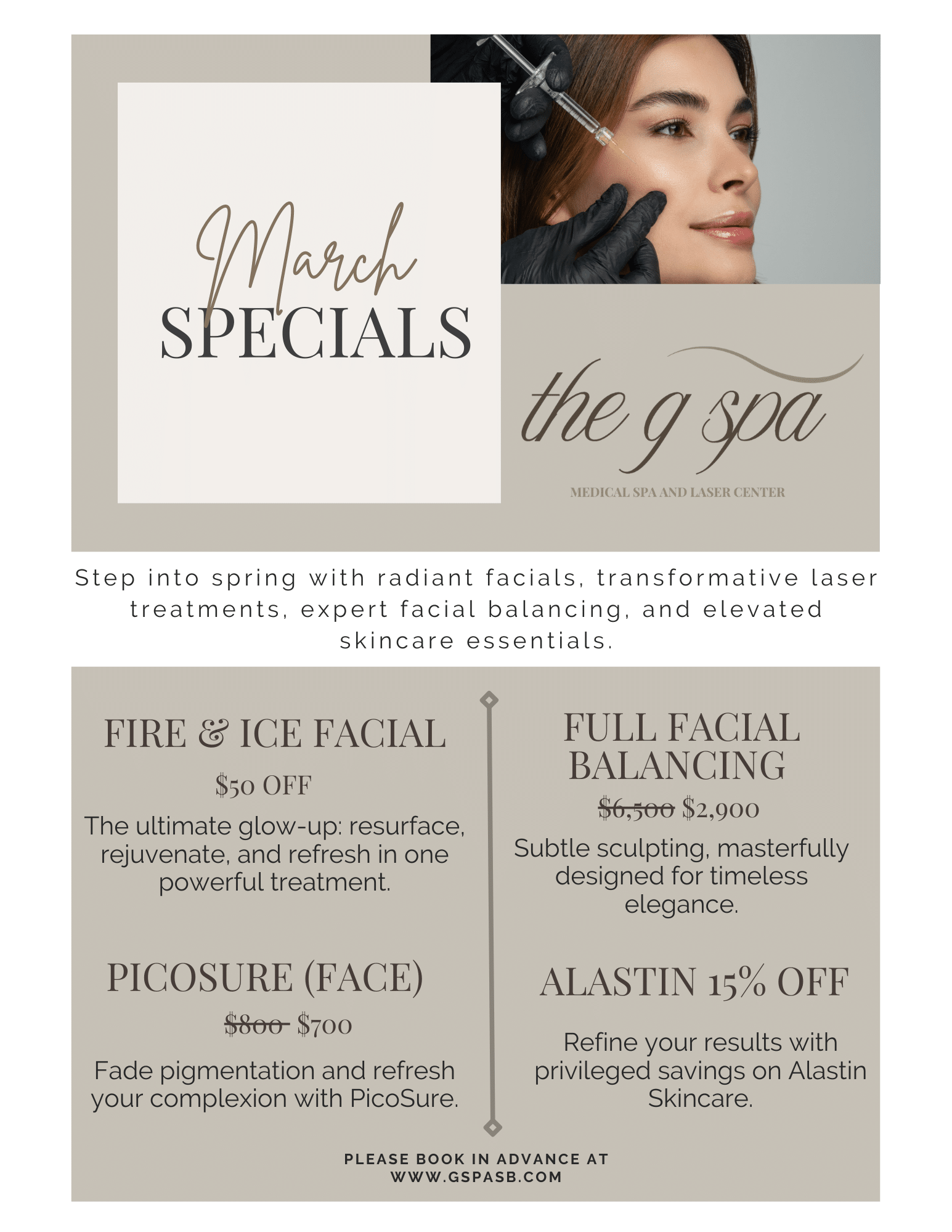 Monthly Specials | The G Spa SB